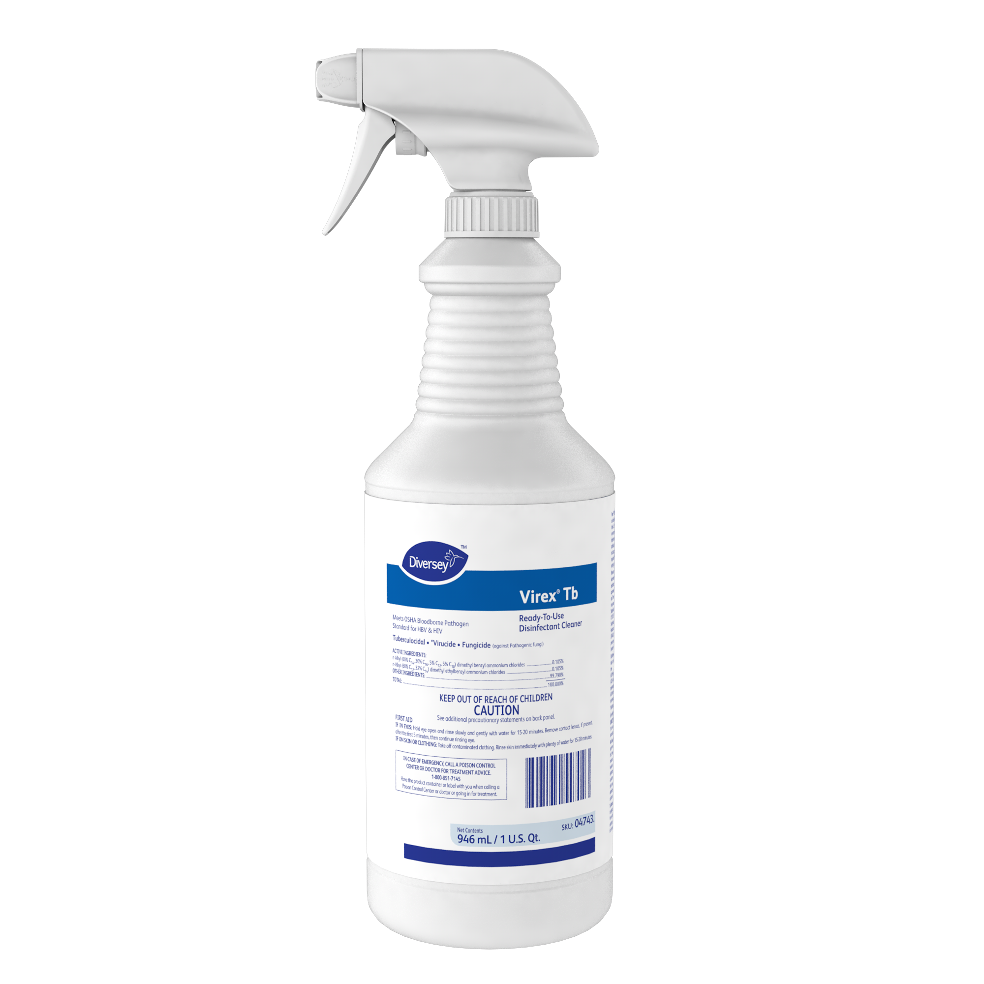Diversey Virex TB Disinfectant & Deodorant 04743 - 32 Ounce RTU - 10289 ...