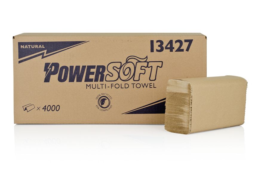 PowerSOFT Multifold Towels - Kraft, 16 Packs of 250 Towels (4000 Count ...