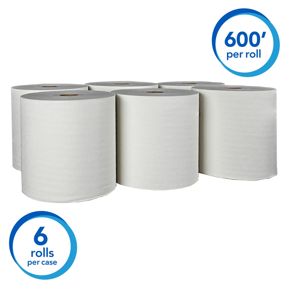 Scott Essential Universal Plus Hard Roll Towels 50606 - White, 8" x 600 ...