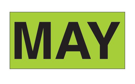 3" x 6" Fluorescent Green "MAY" Months of the Year Labels - SupplyDen