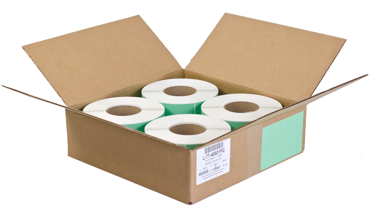 4" x 6" Green Thermal Transfer Labels Perforated - 1000 per Roll, 4 ...