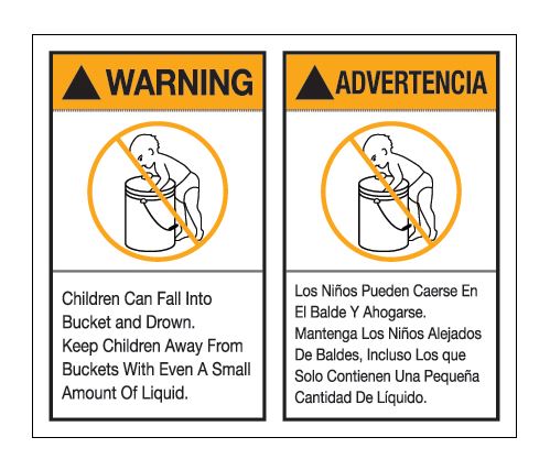 5" x 6" Black White Orange "Warning Advertencia" Label Set - SupplyDen
