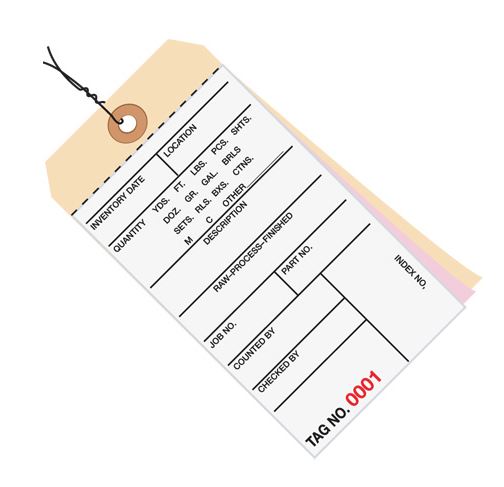 6.25" x 3.125" (2500-2999) Manila Inventory Tags 3 Part Carbonless # 8 ...