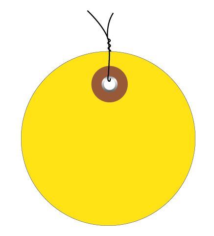 3" Circle Yellow Plastic Circle Tags - Pre-Wired - SupplyDen