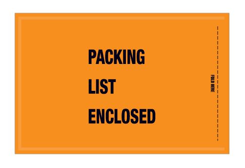 5.25" x 8" Orange Mil-Spec "Packing List Enclosed" Envelopes - SupplyDen