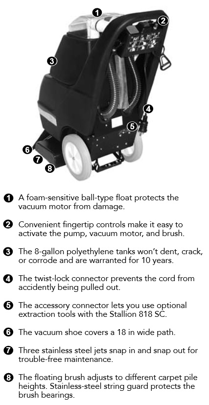 NSS Stallion 818 SC Self-Contained Carpet Extractor - 18 inch, 8 Gallon ...