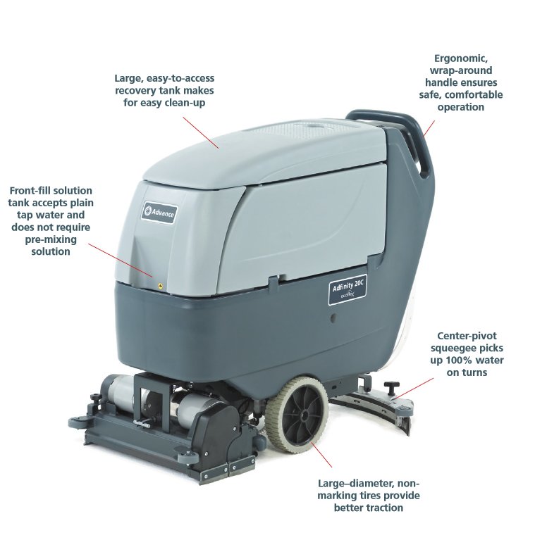 Advance Adfinity X24D 24" Wet Acid Battery Walk Behind Scrubber with ...