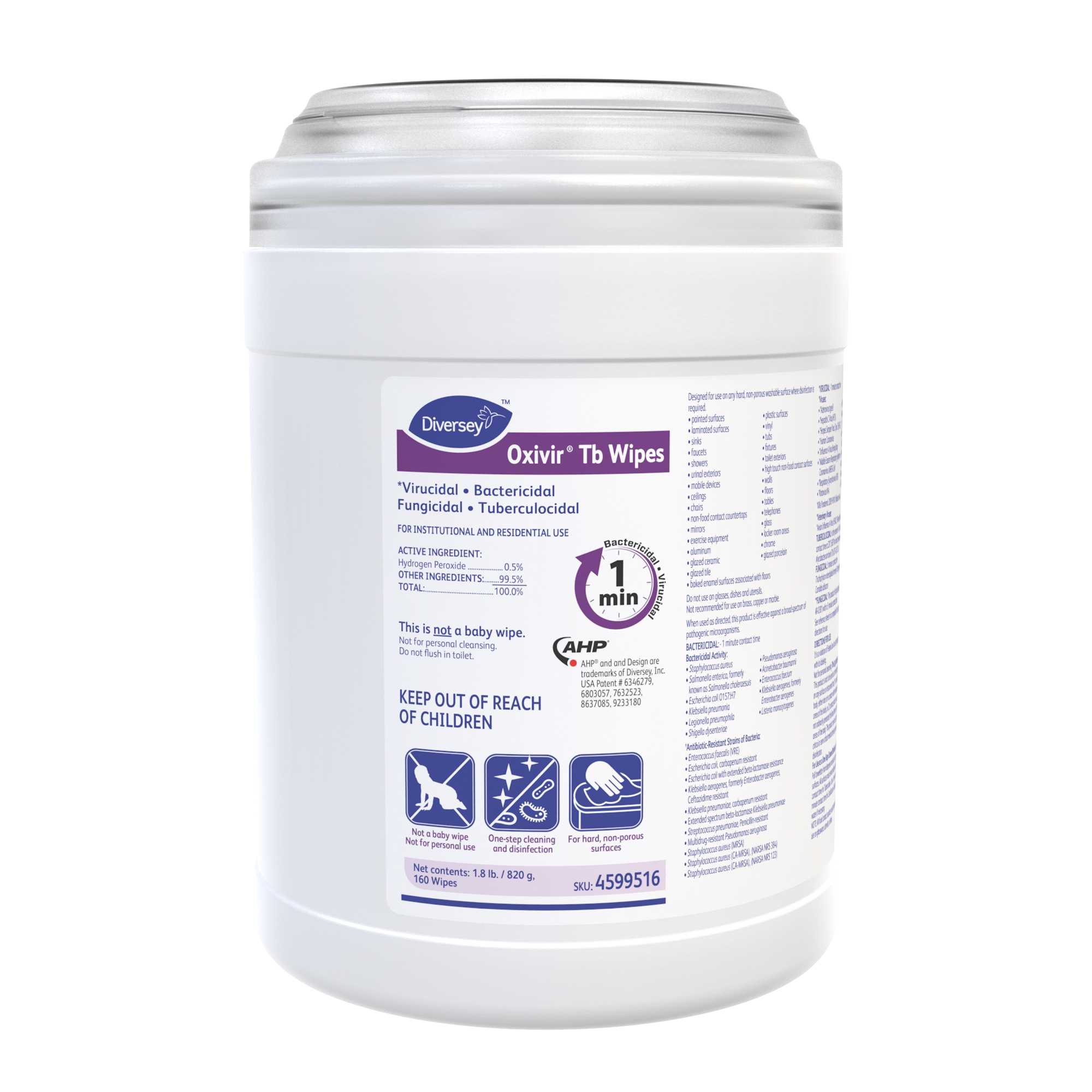 Diversey Oxivir Disinfectant Tb Wipes 6"x7" 12/160ct - 4599516 - 14319 ...