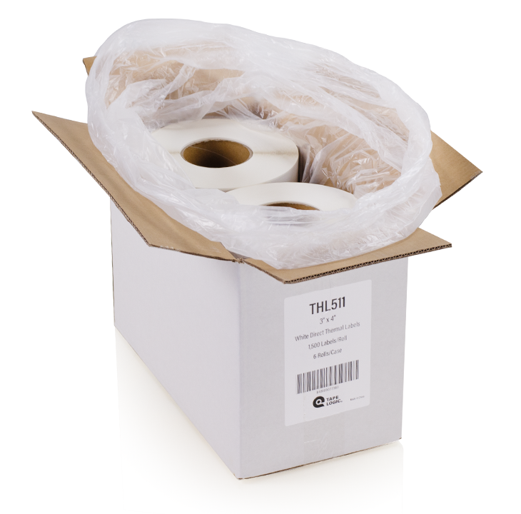 3" x 4" White Direct Thermal Labels - 3" Core, 1400 per Roll, 6 Rolls ...